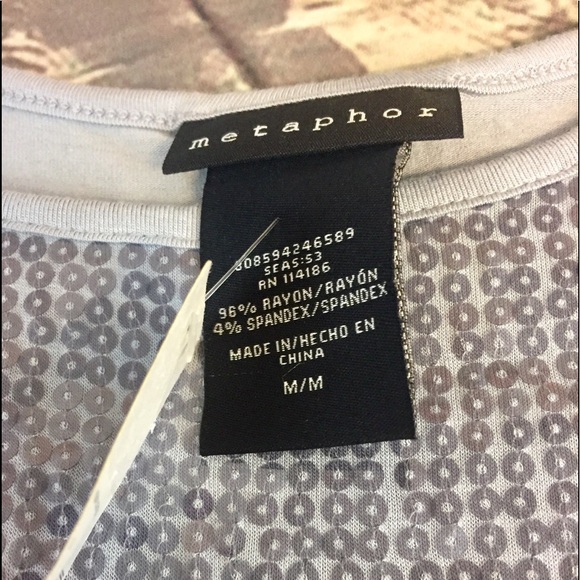 Metaphor | Tops | Metaphor Gray Free Flowing Sequined Shirt Size M ...